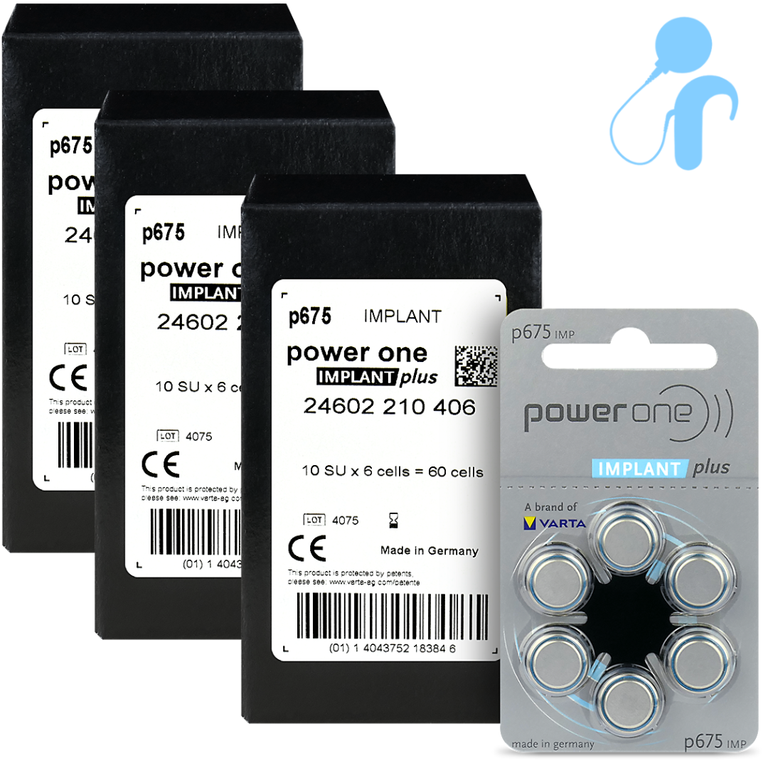 Batteries VARTA 675 Power One IMPLANT PLUS 3x BOXES (180 pcs ...